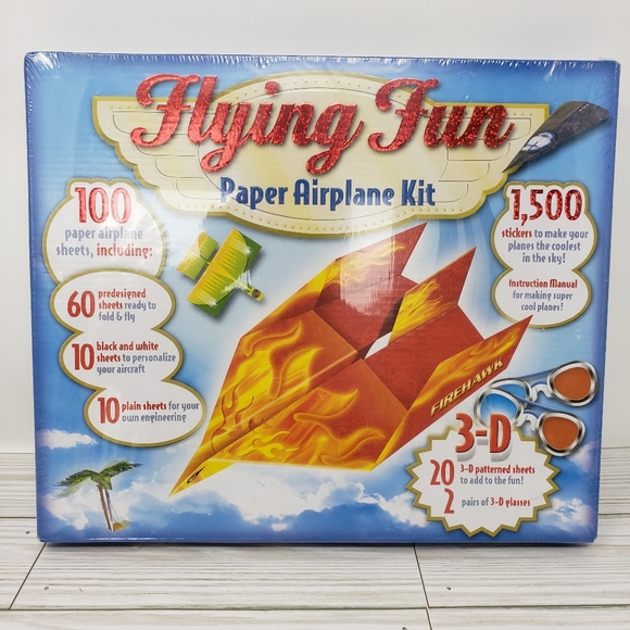 Games | Flying Fun Paper Airplane Kit 150 Stickers Manual Sealed | Poshmark
